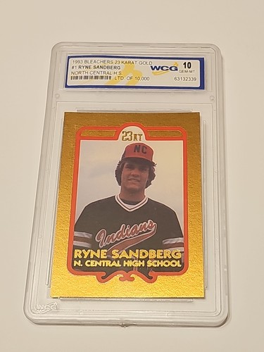 RARE 1993 Bleachers Ryne Sandberg 23kt Gold LTD. OF 10,000 Graded 10 By ...