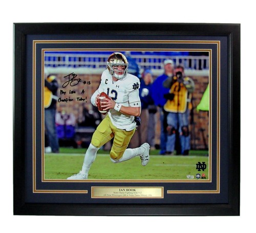 Ian Book Autographed/Inscribed 16x20 Photo Notre Dame Framed Fanatics ...