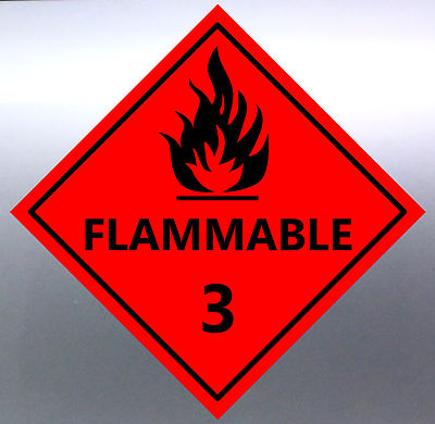 4 x 220 mm Flammable Class 3 safety sign vinyl sticker HAZMAT PPE Safe ...