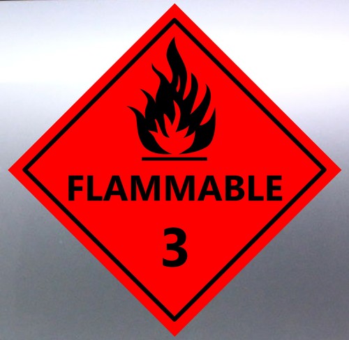 100 of 15cm Flammable Class 3 safety sign vinyl sticker HAZMAT PPE Safe ...