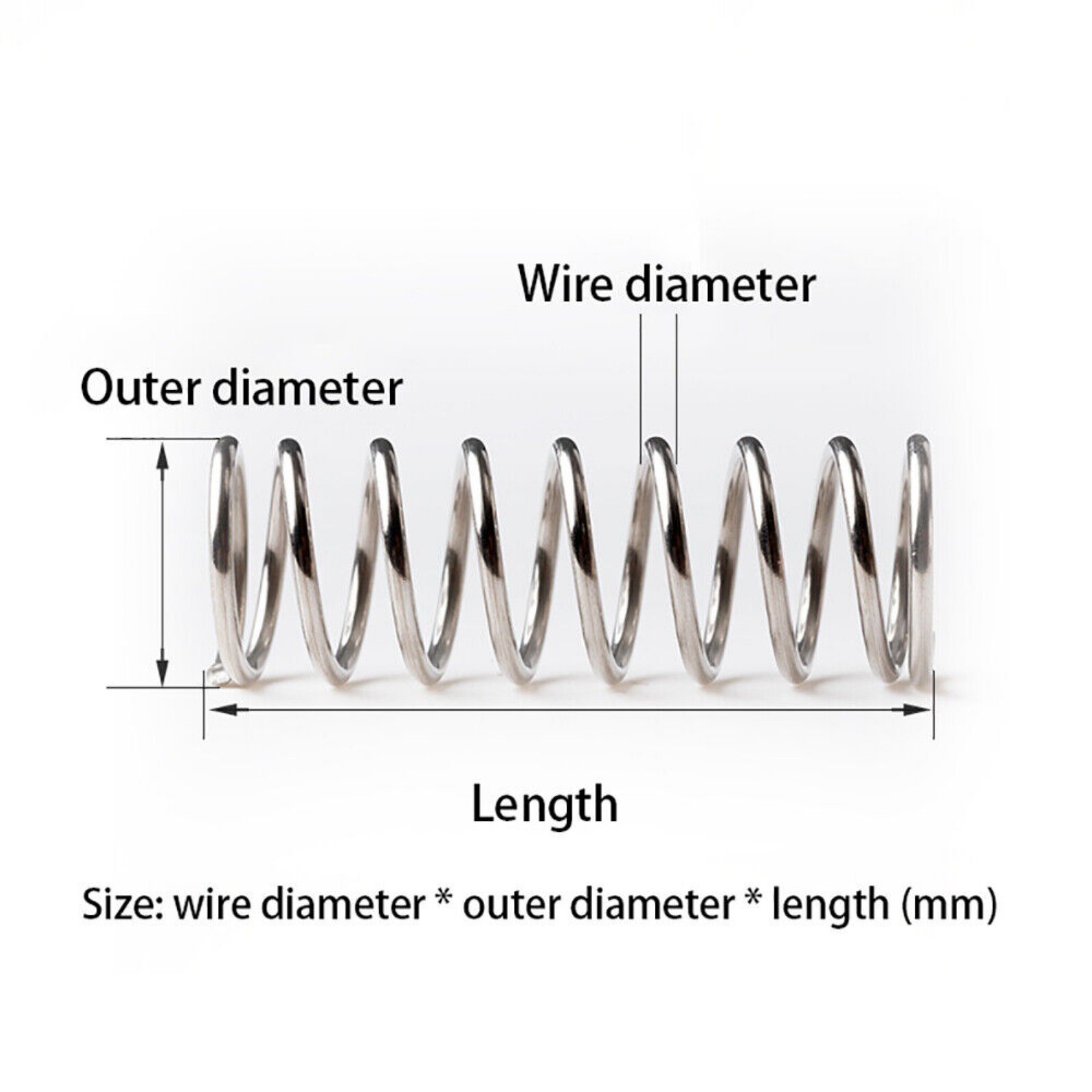304 Stainless Steel Spring Compression Springs Dia.0.8-1mm Length 305mm ...