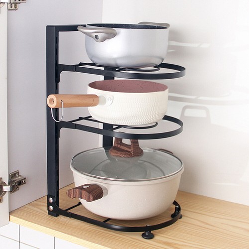 2-4 Tier Pots Pans Organiser Rack Adjustable Saucepan Rack for Kitchen ...