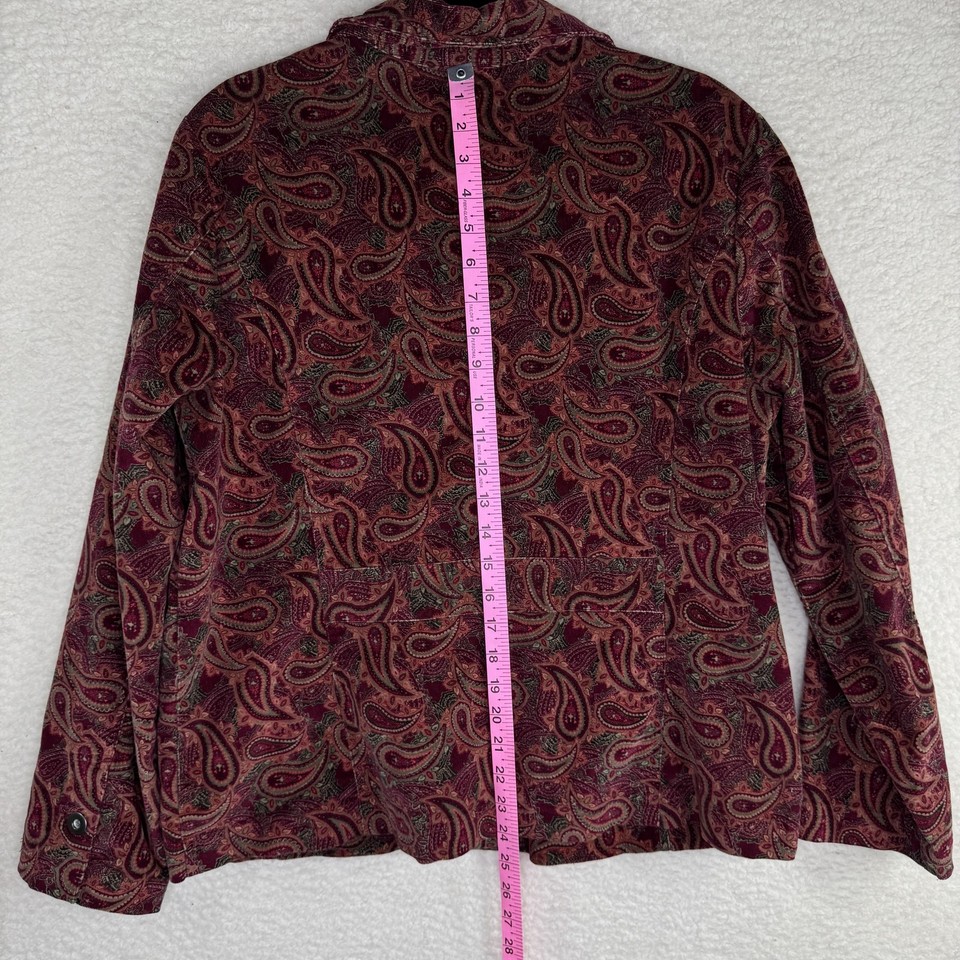 Christopher & Banks Jacket Womens XL Red Paisley Corduroy Snap Front ...