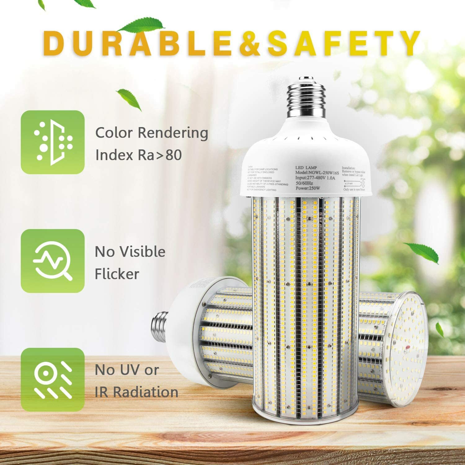 480V 250W LED Corn Bulb Light 500W Equivalent CFL HID HPS Metal Halide ...