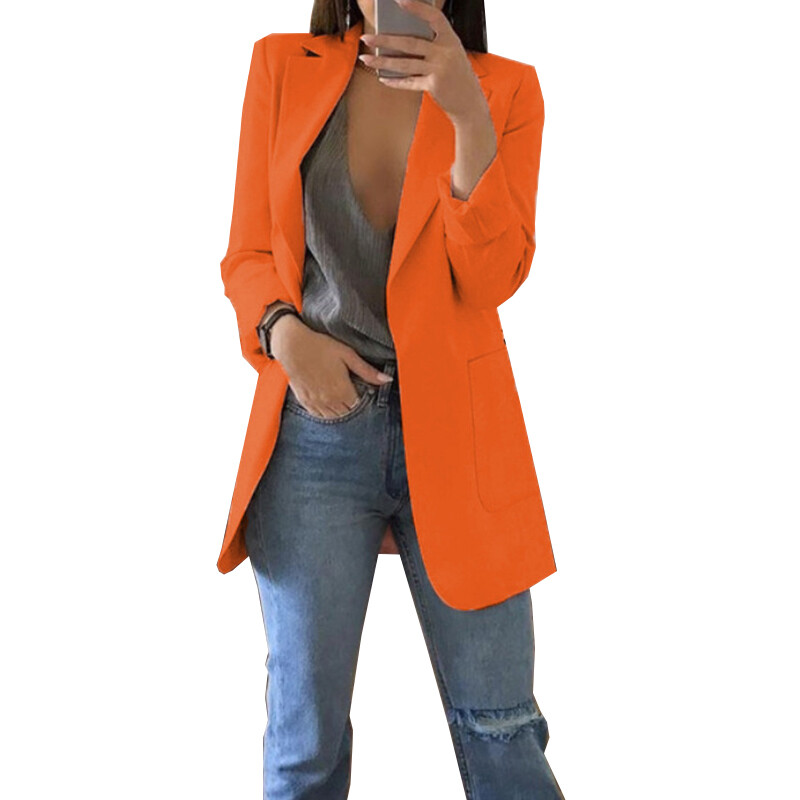 Women Plus Size Blazer Suit Slim Duster Ladies Coat Formal Jacket Slim ...