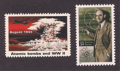 ATOMIC BOMB ENDS WWII + PHYSICIST ENRICO FERMI - 2 STAMPS - MINT ...