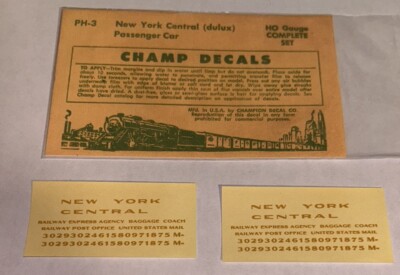 CHAMP HO DECAL-NEW YORK CENTRAL/NYC PASSENGER CAR - DULUX GOLD - #PH-3 ...