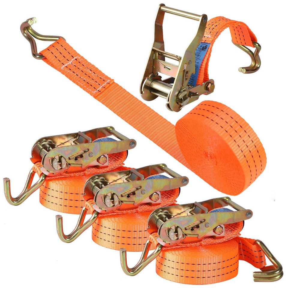 4 pack Heavy-Duty Ratchet Ties Down Straps 38mm 6 Meter Lashing Cargo ...