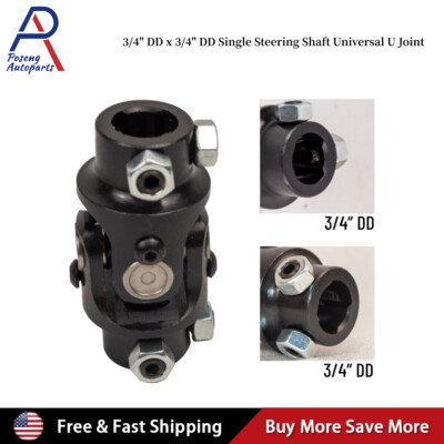 3/4" DD x 3/4" DD Universal Steering Black Single U-Joint Shaft US | 34 ...