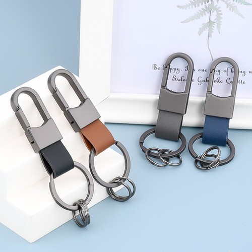 2pcs U Shape Key Chain Metal Key Ring Holder Durable Leather Keychains ...