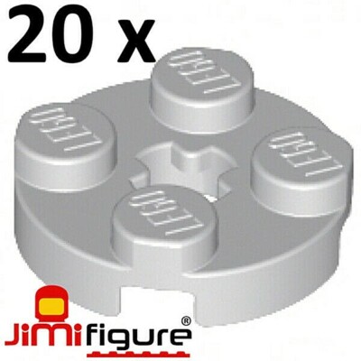 NEW 20 x LEGO 2x2 Round Plate with Axle Hole Light Bluish Grey 4032 ...