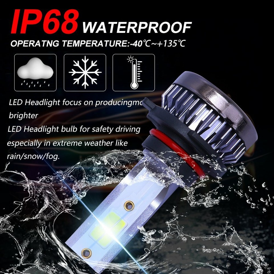 4x 9005 9006 LED High Low Beam Combo Headlight Bulbs Kit 8000K Ice Blue ...