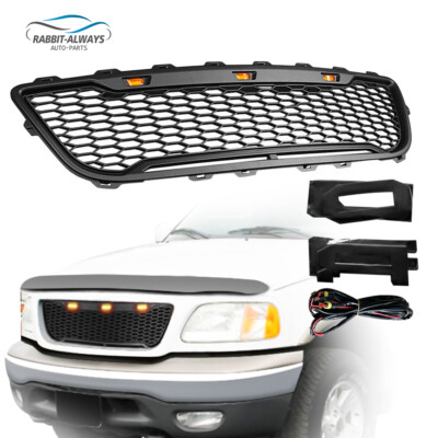 Front Grill For 1999-2003 F150 F-150 Raptor Style Grille w/ LEDs Matte ...