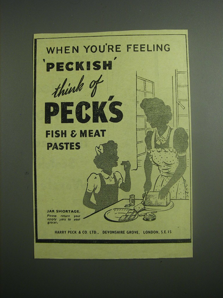 1948 Peck's Fish & Meat Pastes Ad - When you're feeling Peckish | eBay