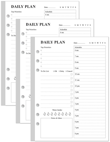 3-Pack A5 Undated Daily Planner Refill Inserts - 300 Sheets/600 Pages ...