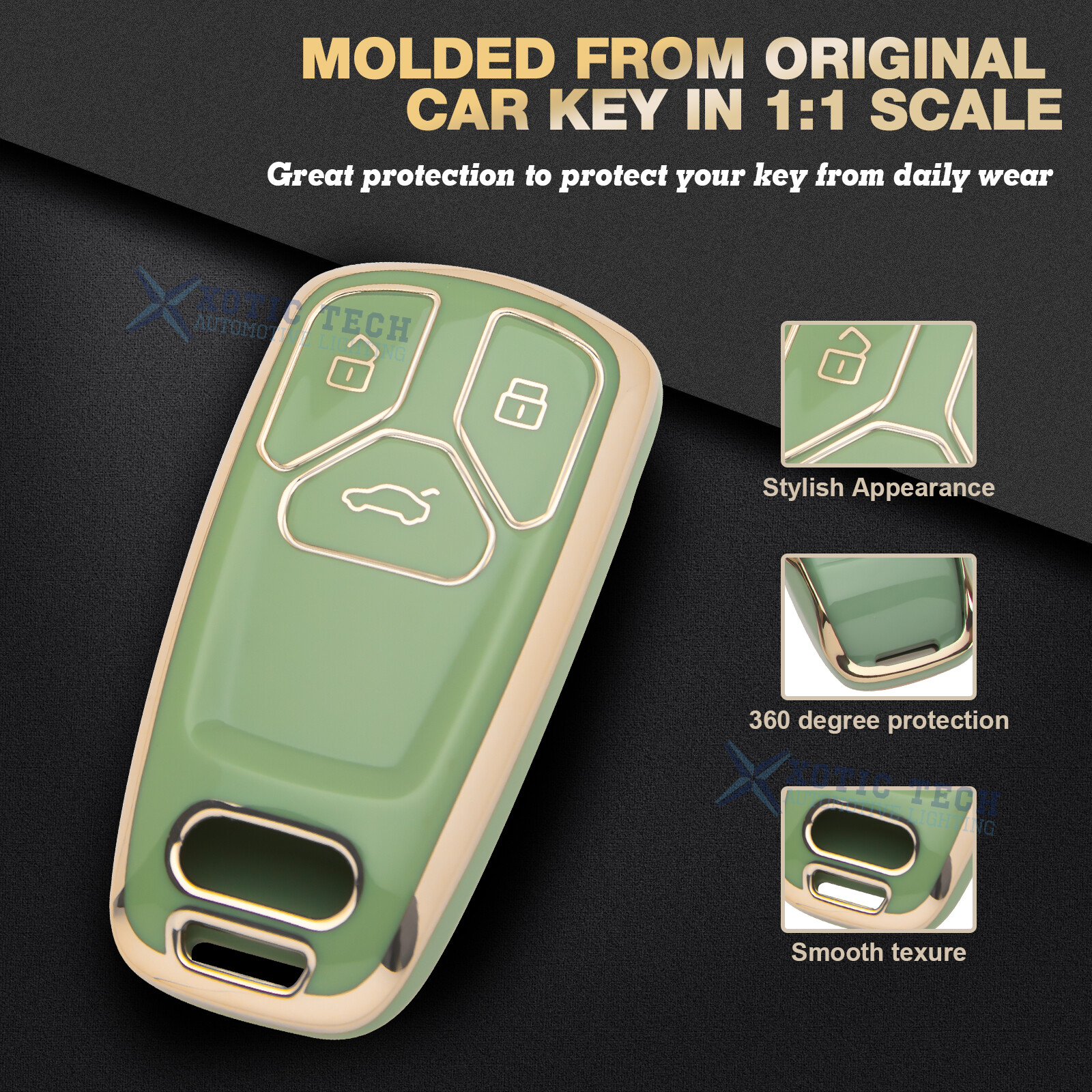 Set Green Soft Full Covered Keyless Key Protector w/Keychain For Audi ...