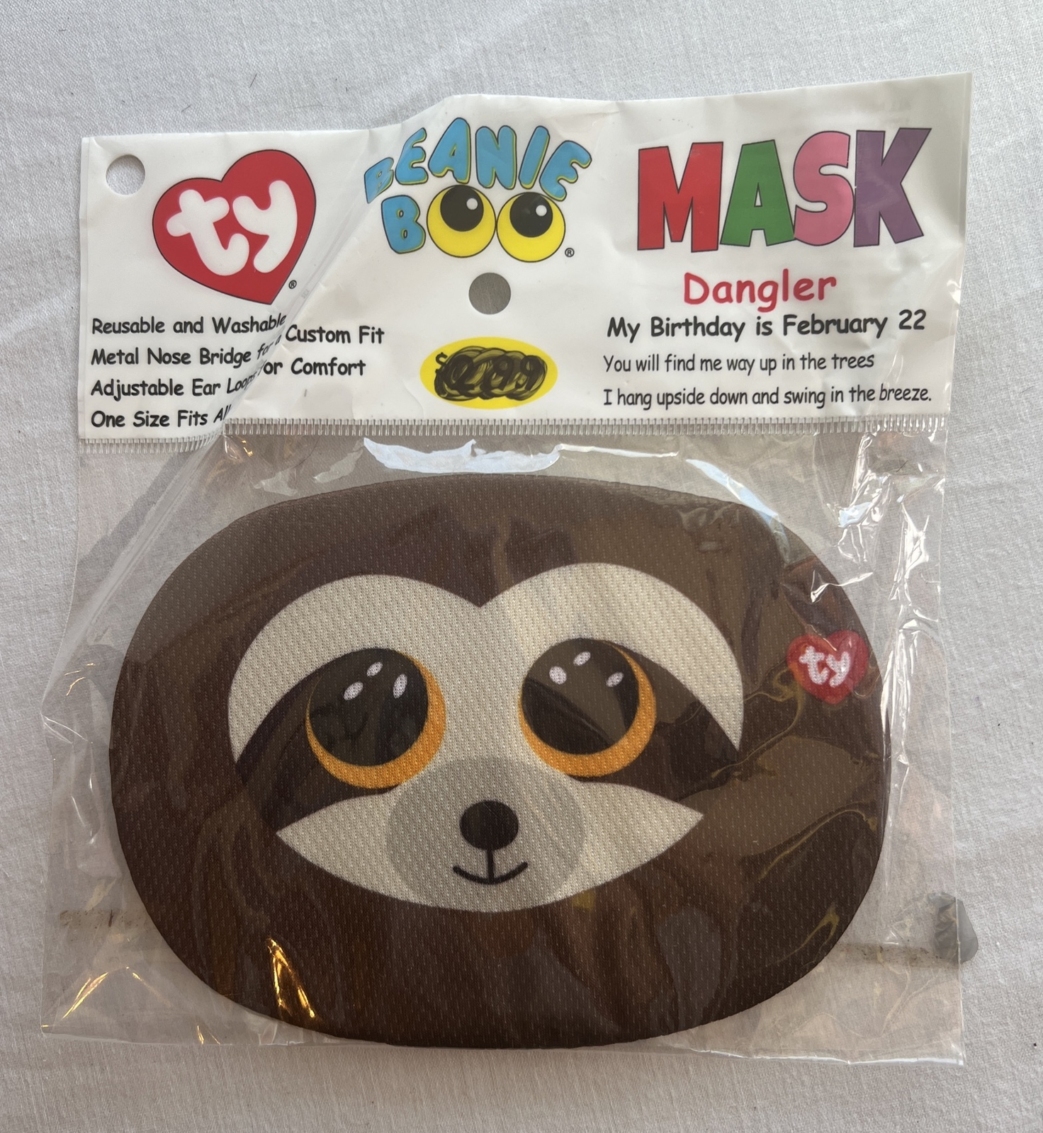 Ty Beanie Boo MASK for Kids Dangler the Sloth Brand New | eBay
