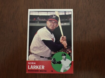 Norm Larker 1963 Topps Baseball Card #536 Milwaukee Braves High Number ...