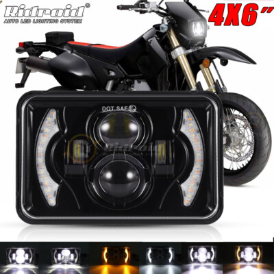 4x6" LED Headlight Halo DRL Light For Honda XR250 XR250L XR650L XR650R ...
