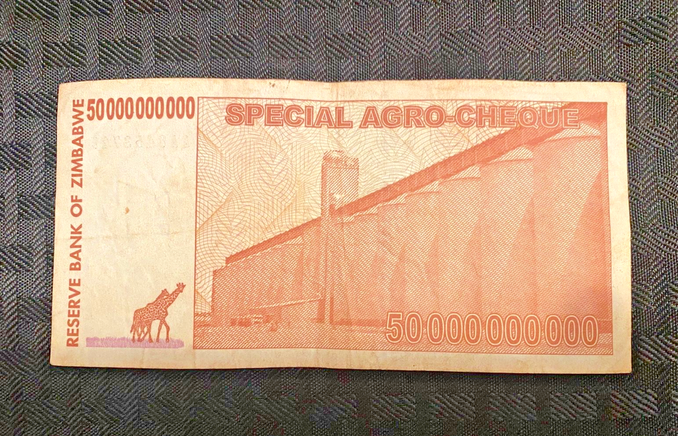 20 Zimbabwe 50 Billion Special Agro Cheque banknote 2008 - Circulated ...