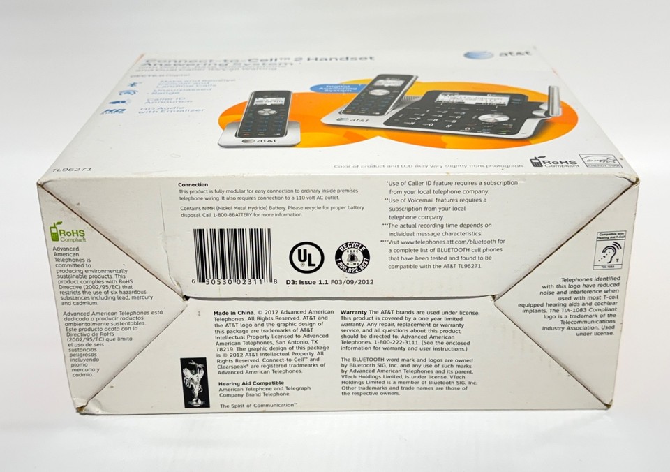 ATT Connect-to-Cell 2 Handset Dect 6.0 Cordless Phone w Digital Answer ...