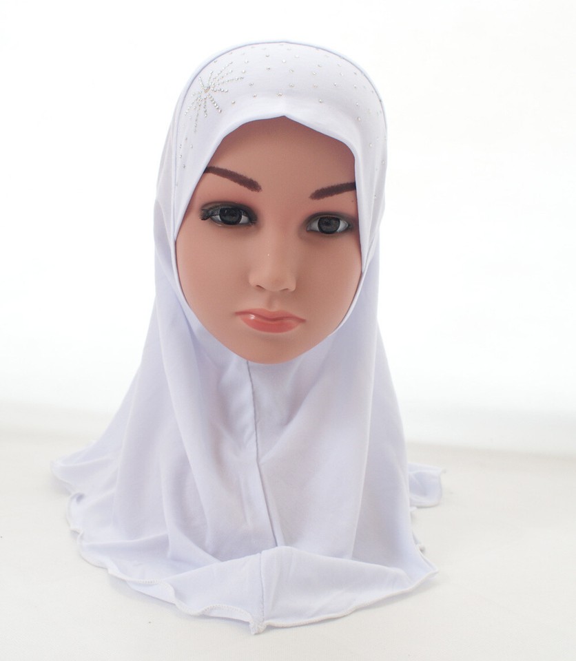 Kids Girls Muslim Turban Islamic Hijab Arab Underscarf Headwear Shawl ...