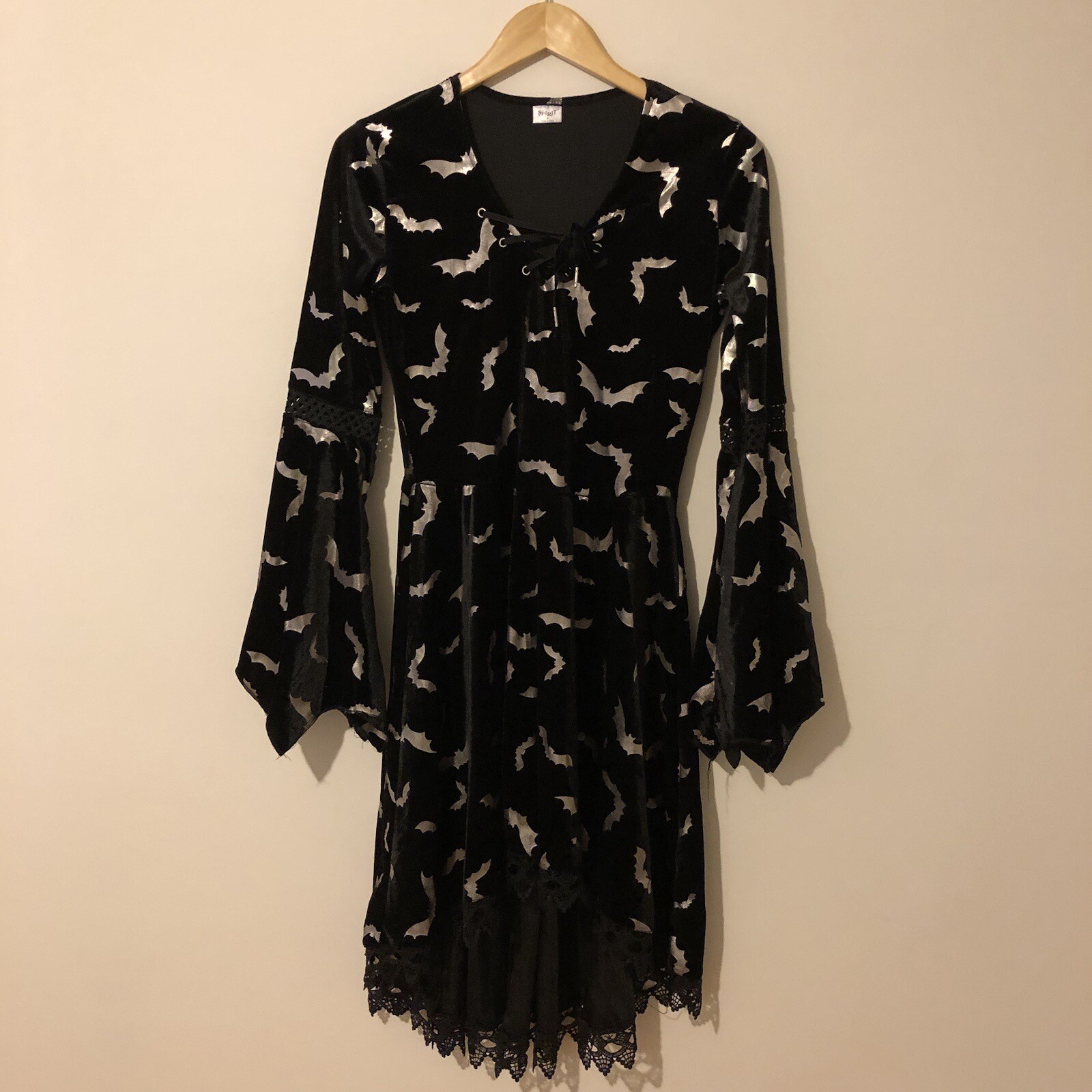 Spirit Halloween black and silver bat dress Size M - Gem