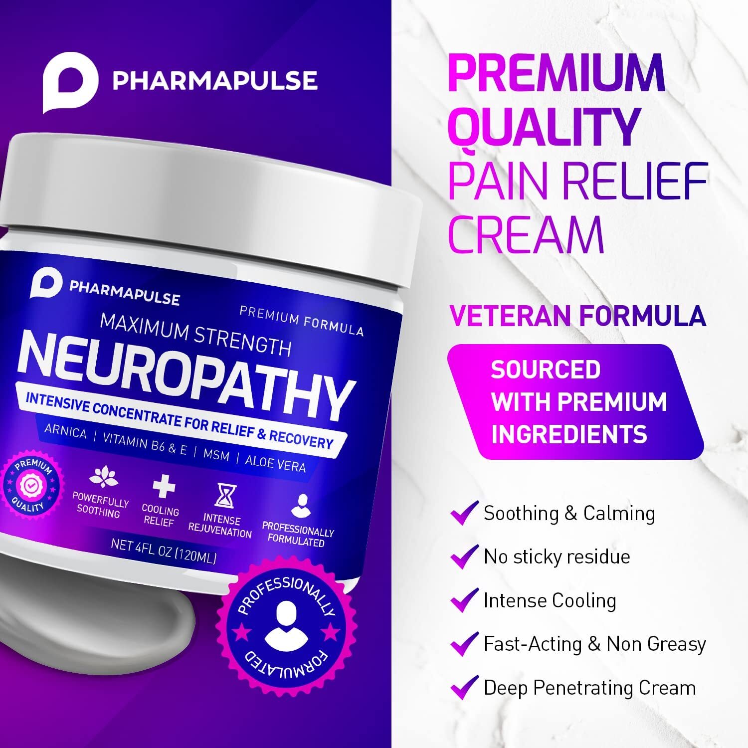 Neuropathy Nerve Pain Relief Cream, Maximum Strength Pain Cream for ...