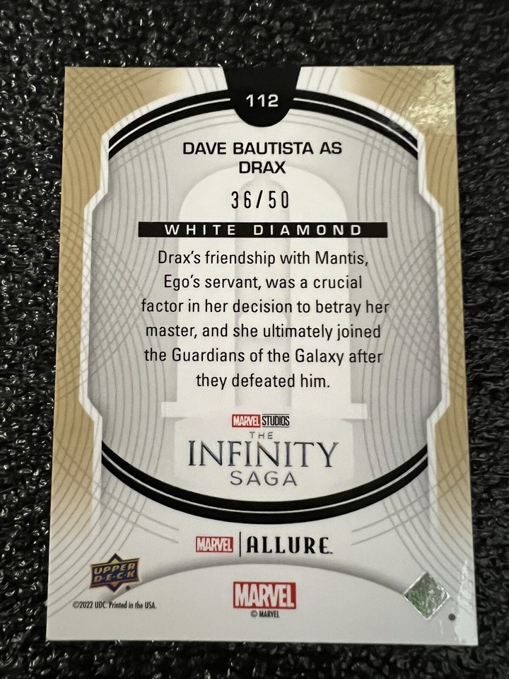2022 UD Upper Deck Allure Marvel #112 Dave Bautista As Drax White ...