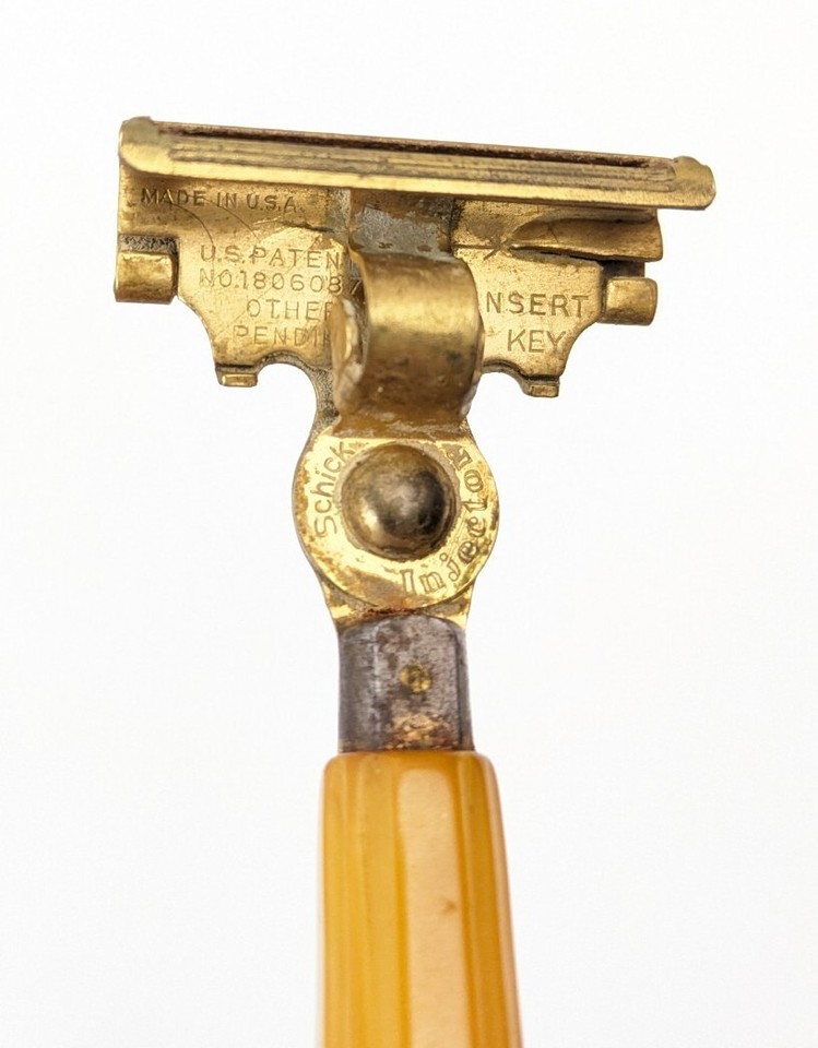 Schick Gold Yellow Bakelite Eversharp Injector Razor Vintage w/ Case ...