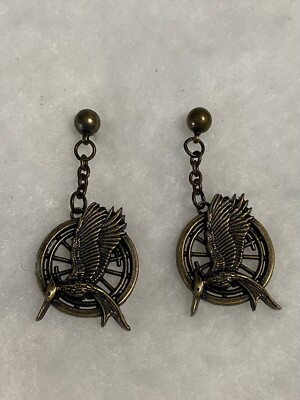 Hunger Games Mockingjay Brass Tone Pierced Earrings 3D Lionsgate ...