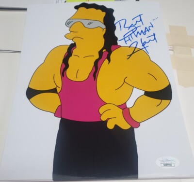 NICE WWF Simpsons Bret "Hitman" Hart 8x10 Photo Autographed JSA Signed ...