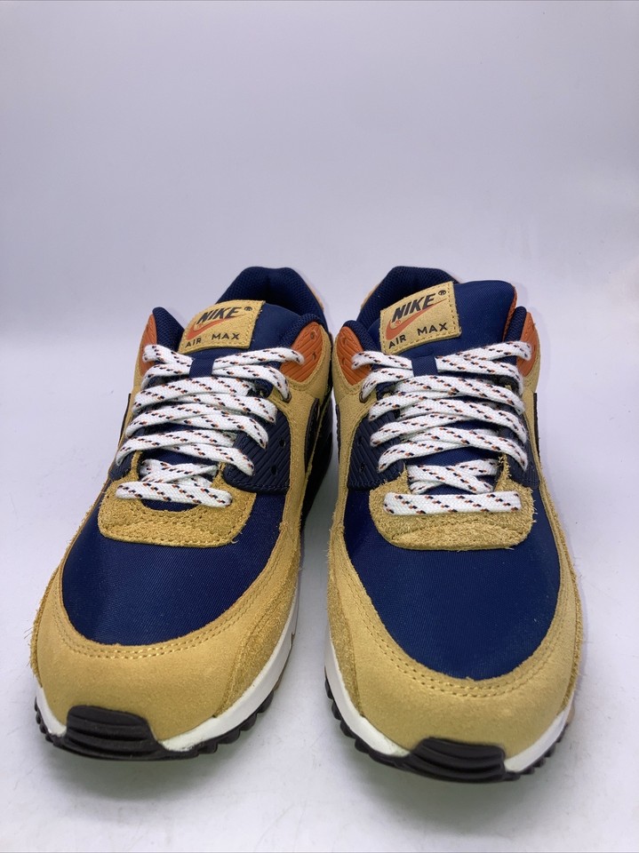 Nike Air Max 90 Bucktan Navy Orange Wheat Suede DZ5175-200 Men's Size 7 ...