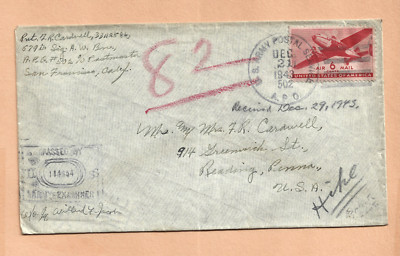 WORLD WAR II MILITARY MAIL APO 502 1943 CENSORED | eBay