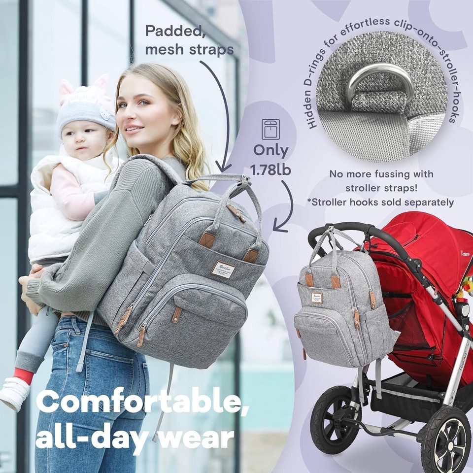 RUVALINO Diaper Bag Backpack, Multifunction Travel Back Pack - Dark ...