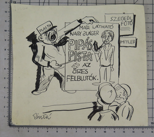 Original Signed Drawing Painted Hungarian Humor Wine Drinker BM53.5L | eBay