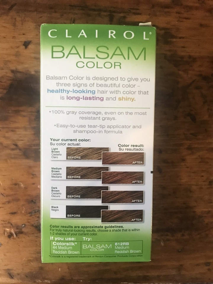 Clairol Balsam Hair Color Permanent Dye #612RB Medium Reddish Brown | eBay