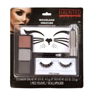 Haunted Halloween CAT Cosmetic Kit WOODLAND CREATURE Decals Lashes ...