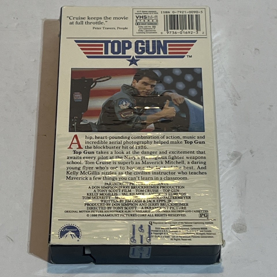 Top Gun 1986 Paramount VHS Val Kilmer Tom Cruise Kelly McGillis Semi ...