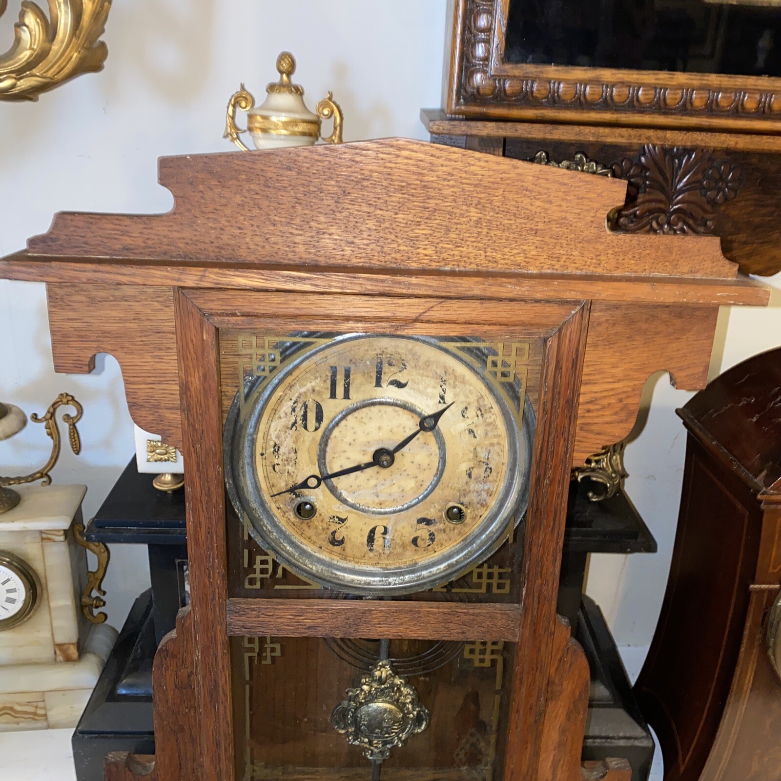 Antique Ingraham 8 Day Oak Shelf Parlor Mantle Clock | eBay