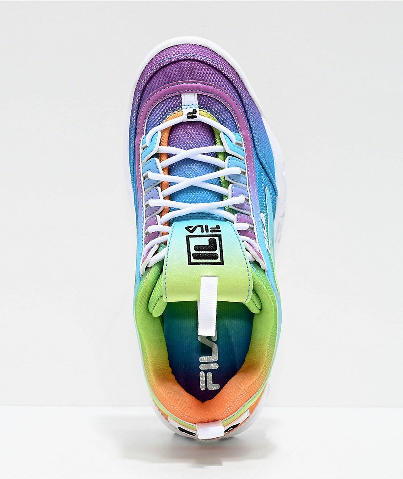 NEW FILA Disruptor II Premium Tie Dye Platform Womens Rainbow Sneaker ...