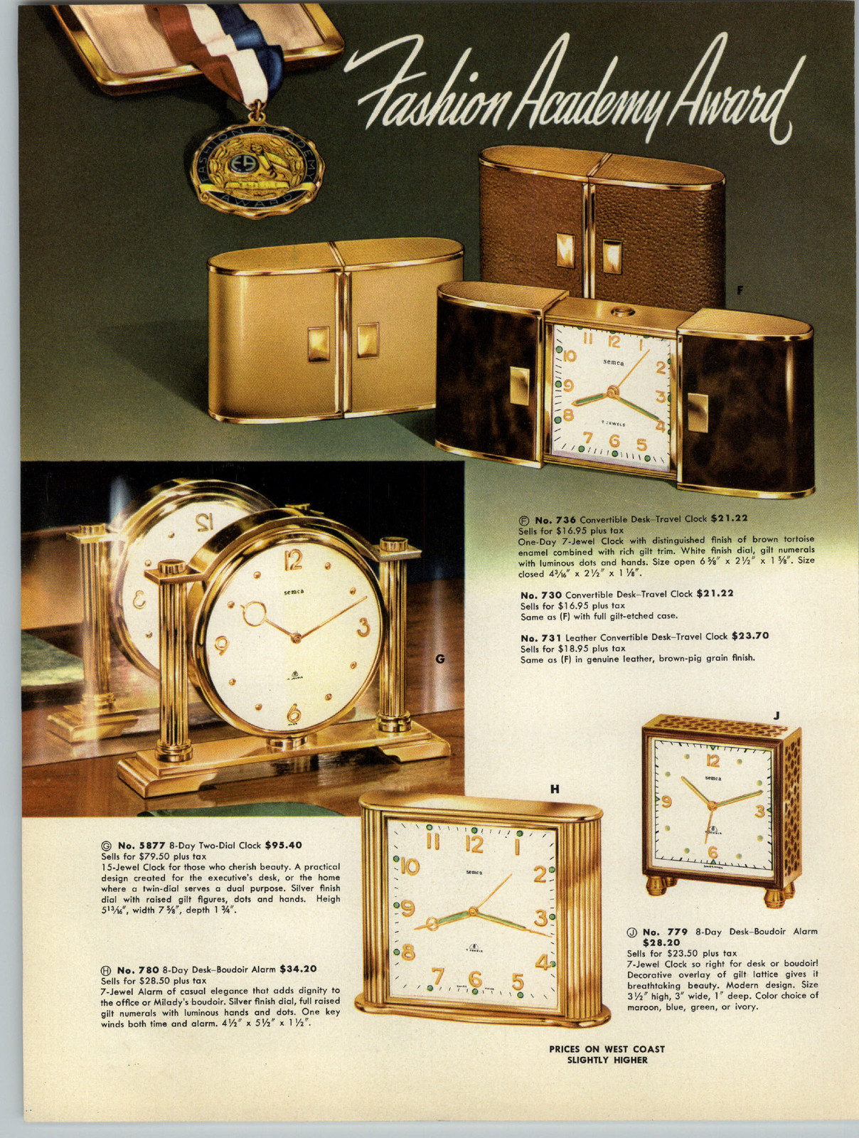 1954 PAPER AD 4 PG Senca Jeweled Swiss Travel Alarm Clock Phinney ...