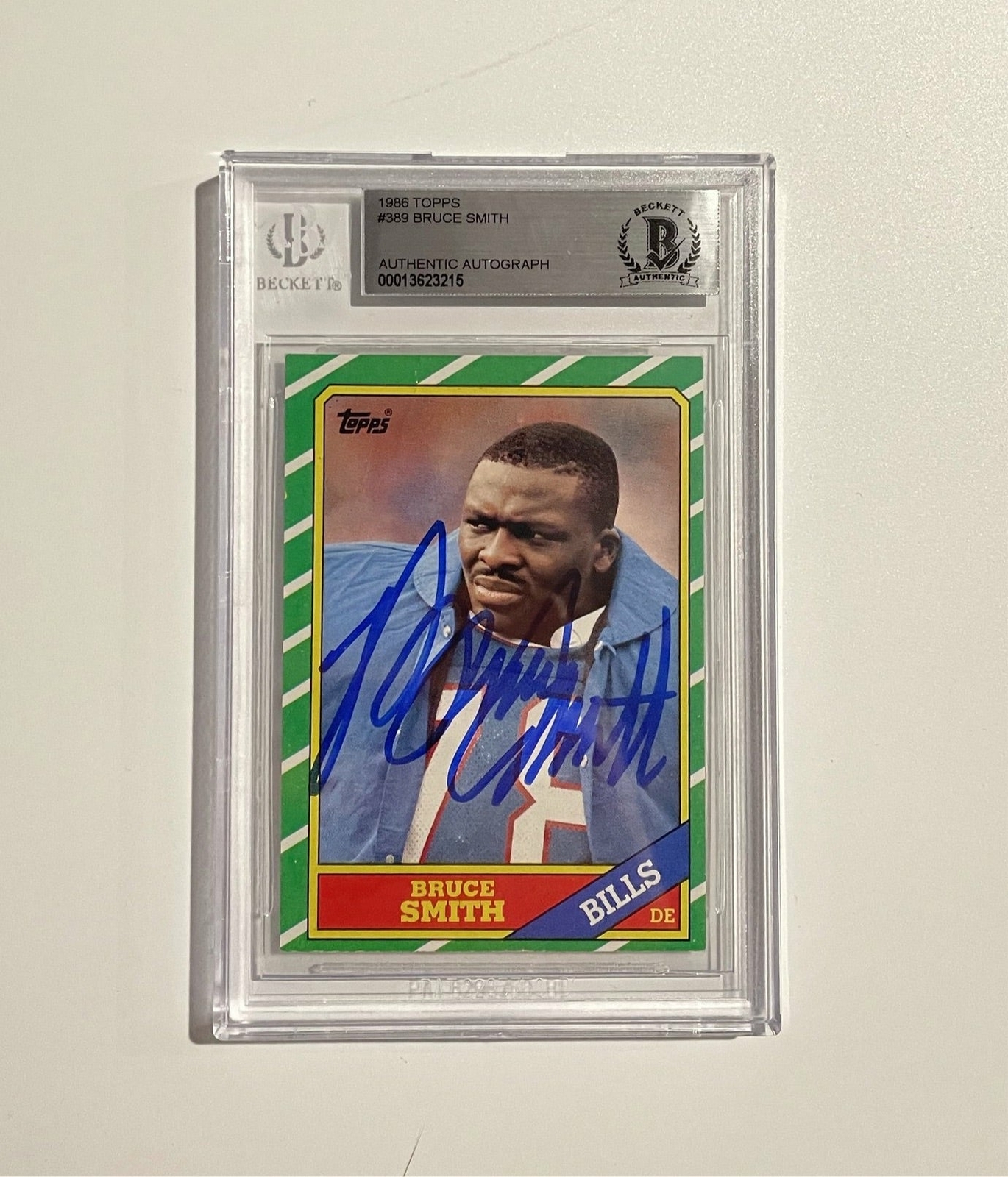 Bruce Smith Autographed Encapsulated 1986 Topps Rookie Card #389 ...