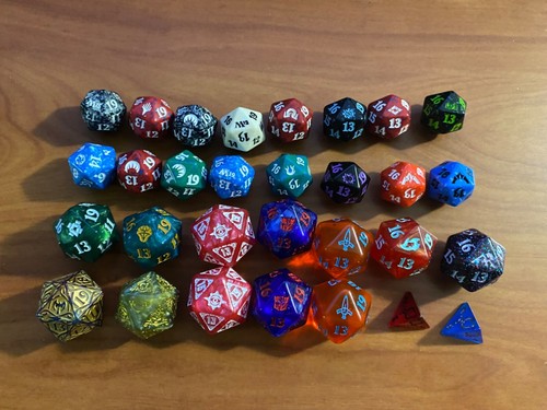 Magic the gathering dice lot x30 : spindown, d20, d4, oversized. | eBay