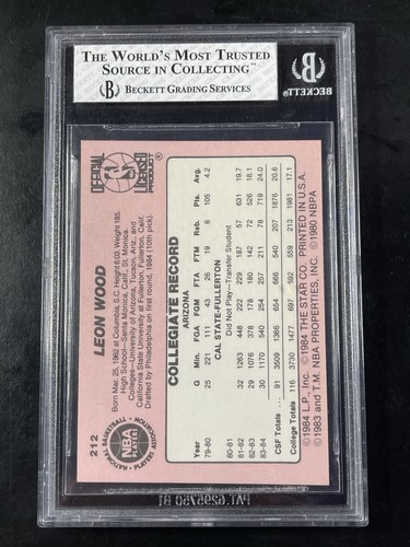 1984 STAR #212 LEON WOOD BGS 8 NM-MINT Philadelphia 76ers LEGEND ROOKIE ...