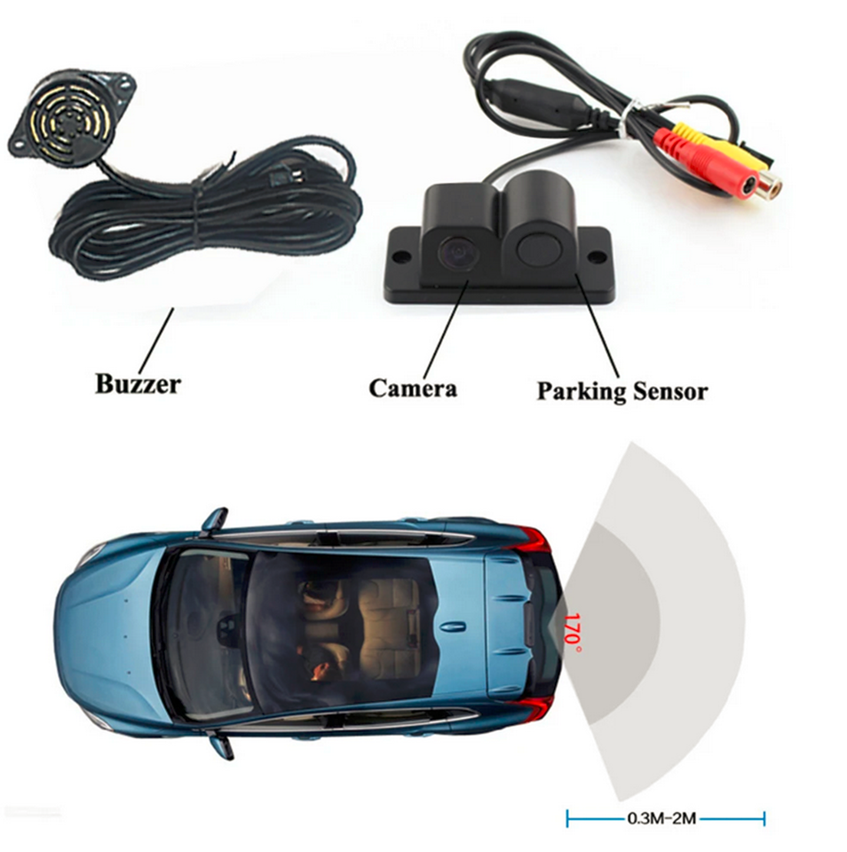 2in1 Car Parking Reversing Sensor Radar Rear View Backup Camera Alarm ...