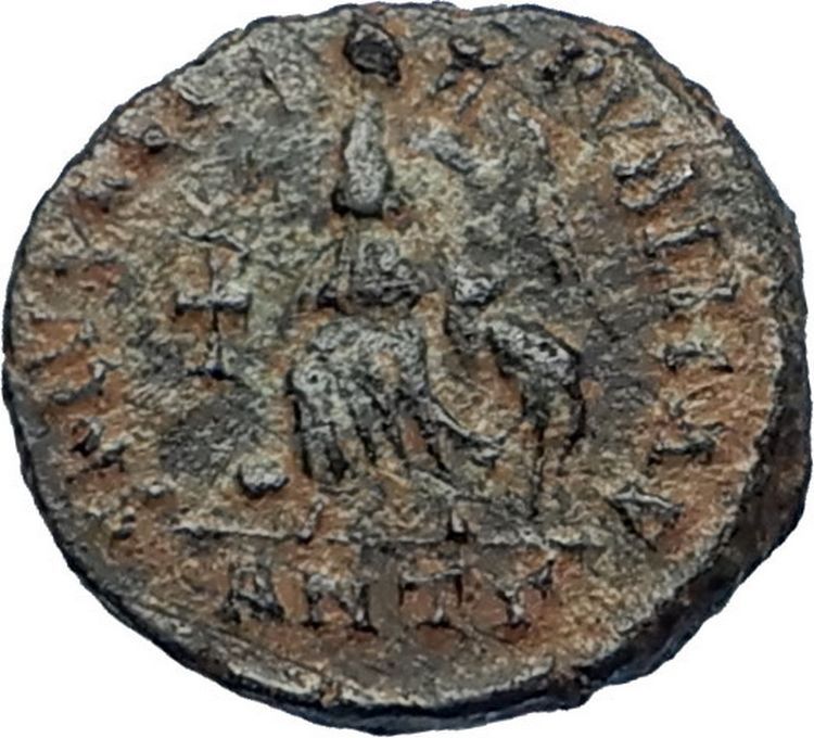 ARCADIUS Authentic 383AD Ancient Roman Coin w VICTORY ANGEL Staurogram ...