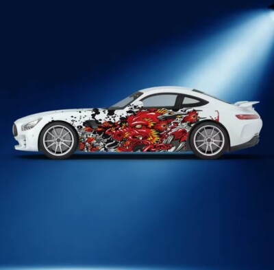 Angry Dragon prints Car Side Sticker Vinyl ; Tough Decals, Both Sides ...