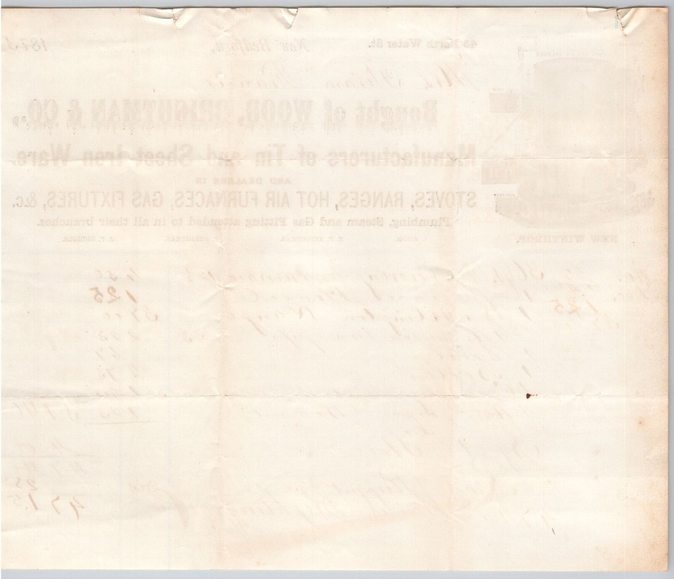1875 Wood Brightman & Co Tin & Sheet Iron Ware Furnaces New Bedford MA ...