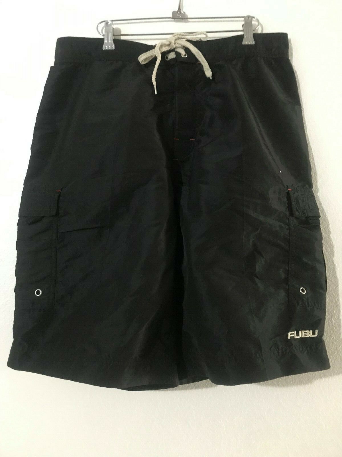 FUBU The Collection Vintage Since 1992 Nylon Shorts Black/White/Red Sz ...